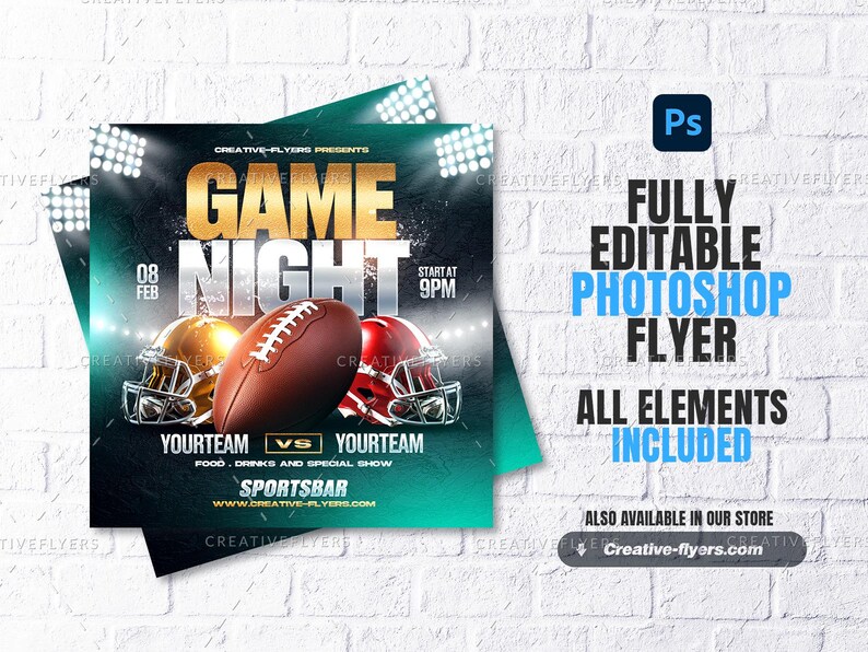 Game Night Flyer, Psd Template, Photoshop Flyer, Super Bowl Match ...