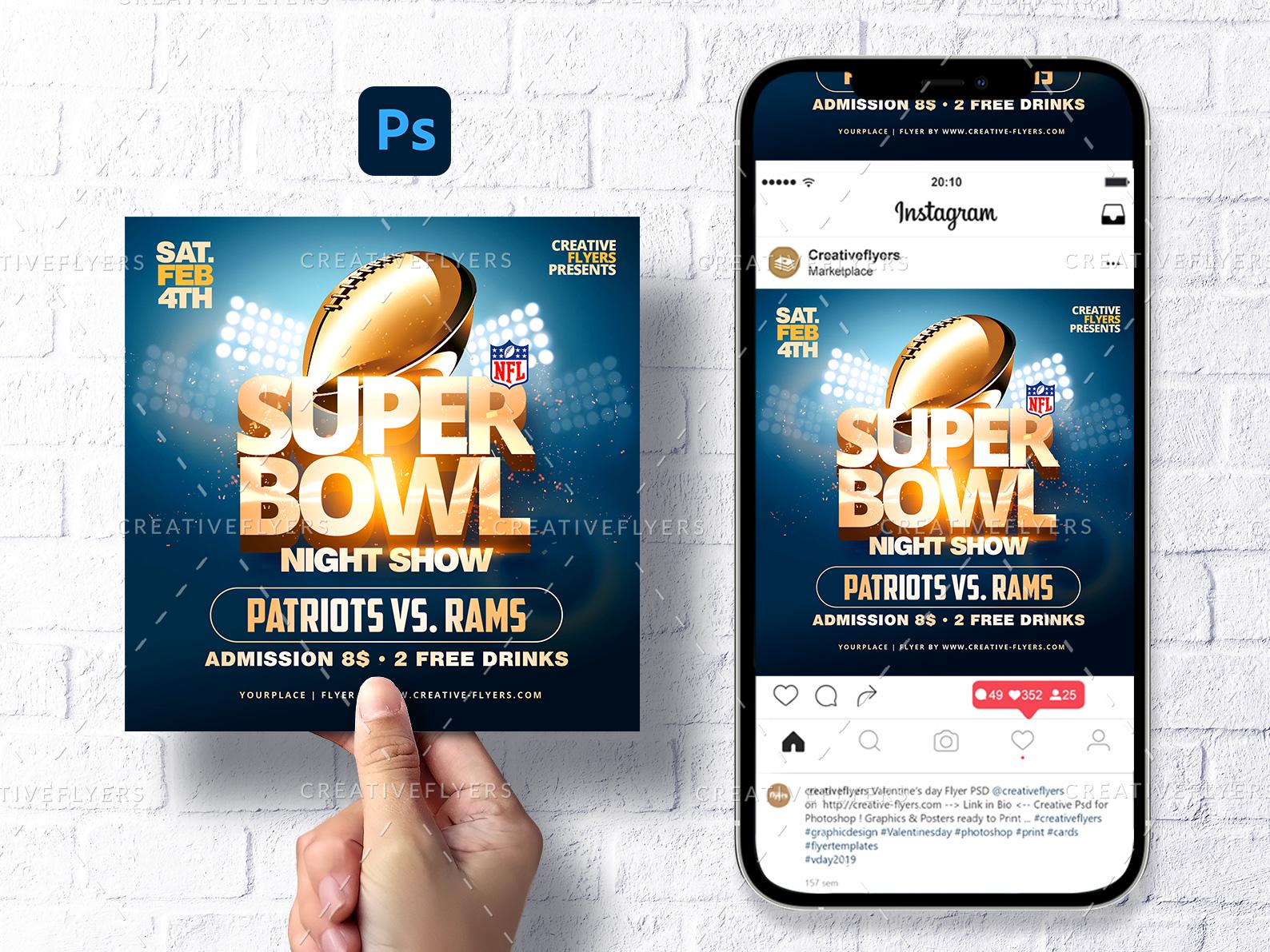 Game Night Flyer, Psd Template, Photoshop Flyer, Super Bowl Match ...