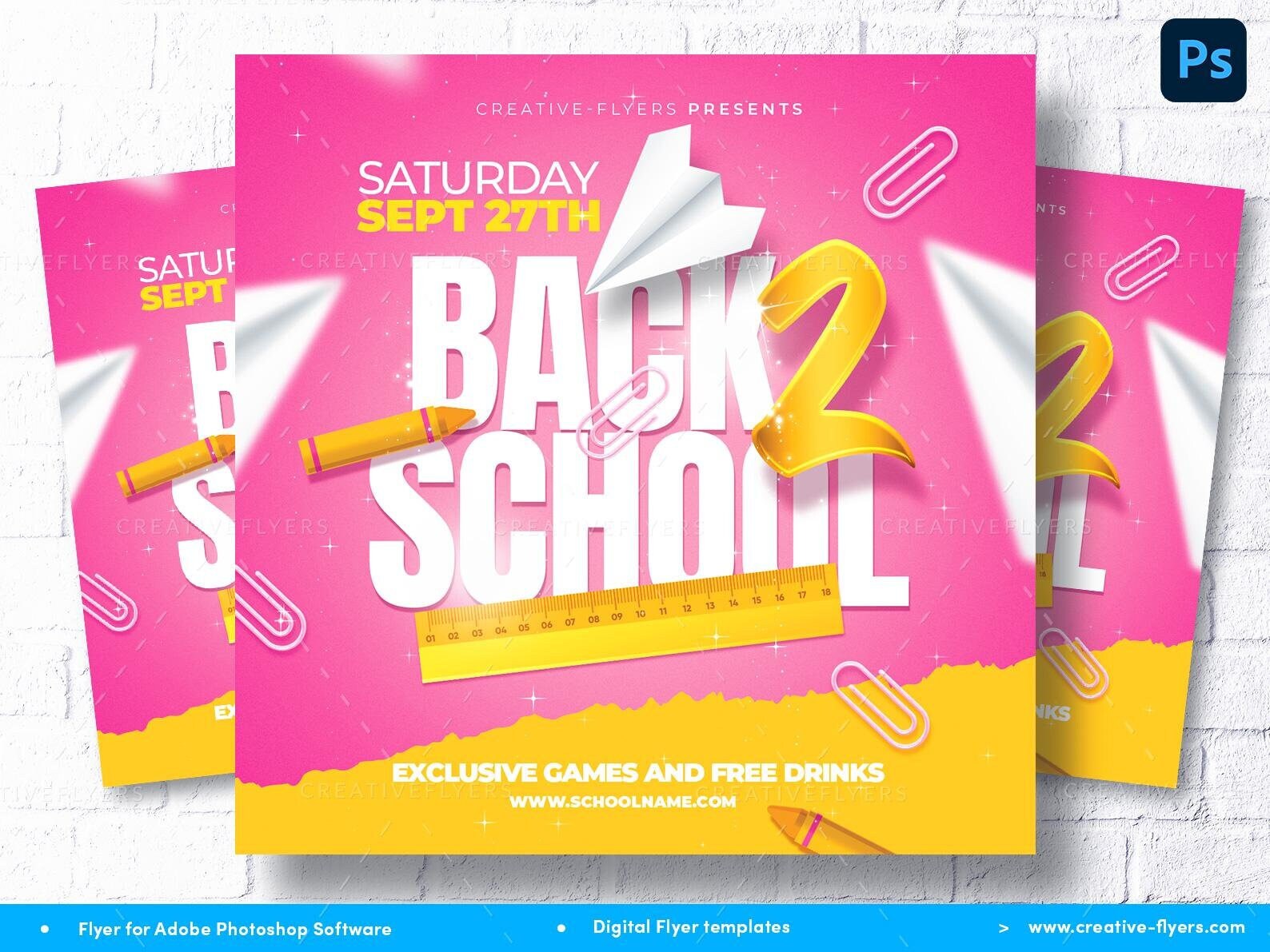 Back to School Flyer Template | 4x4 Photoshop Graphic | Printable Flyer ...