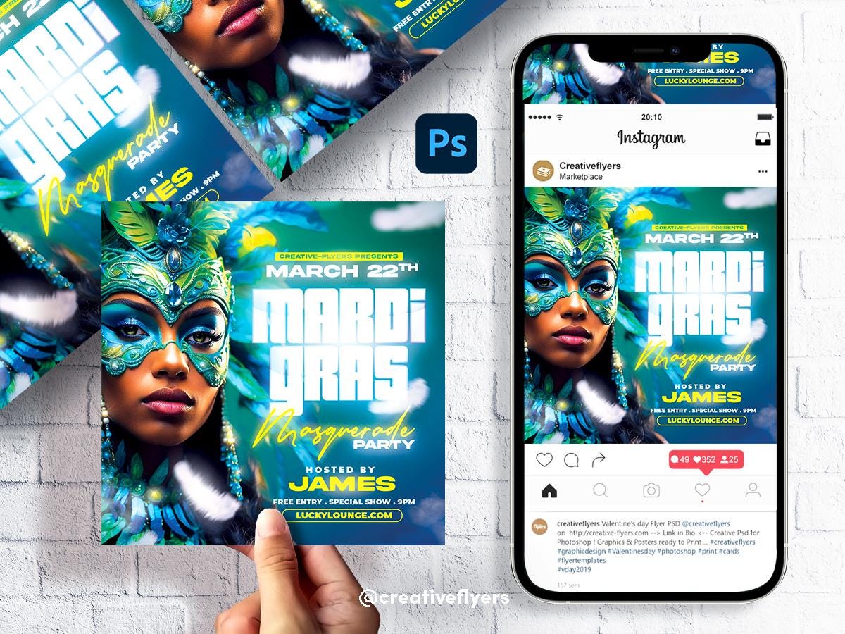 Caribbean Carnival Flyer Design: 4x4 Photoshop Template (PSD File ...