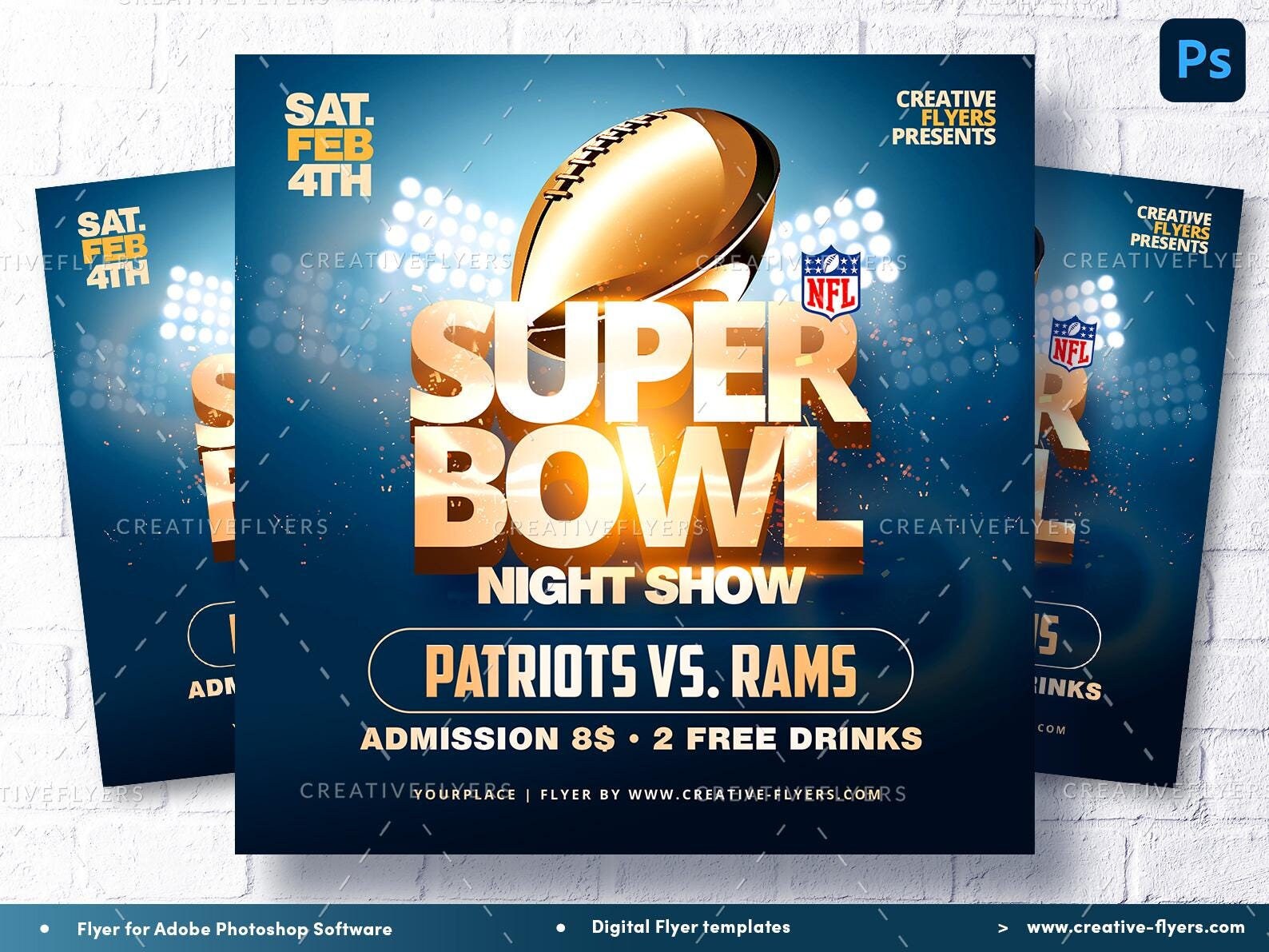 Game Night Flyer, Psd Template, Photoshop Flyer, Super Bowl Match ...