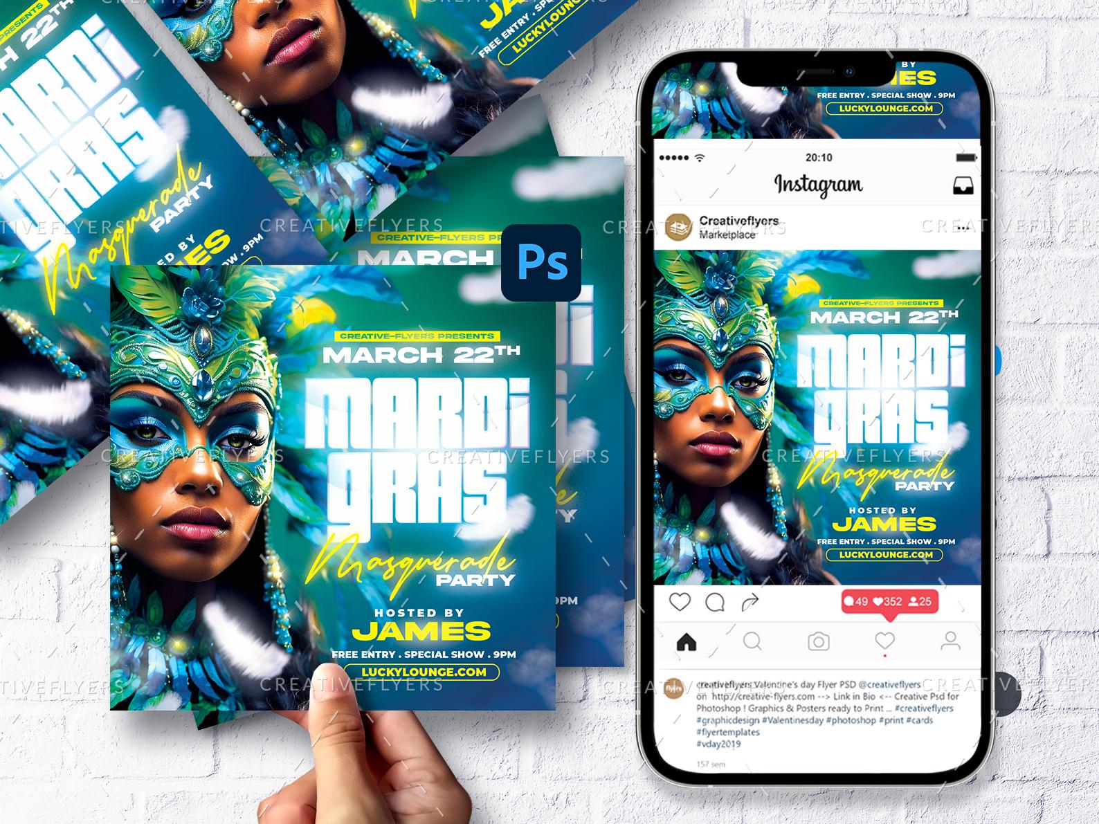 Caribbean Carnival Flyer Design: 4x4 Photoshop Template (PSD File ...