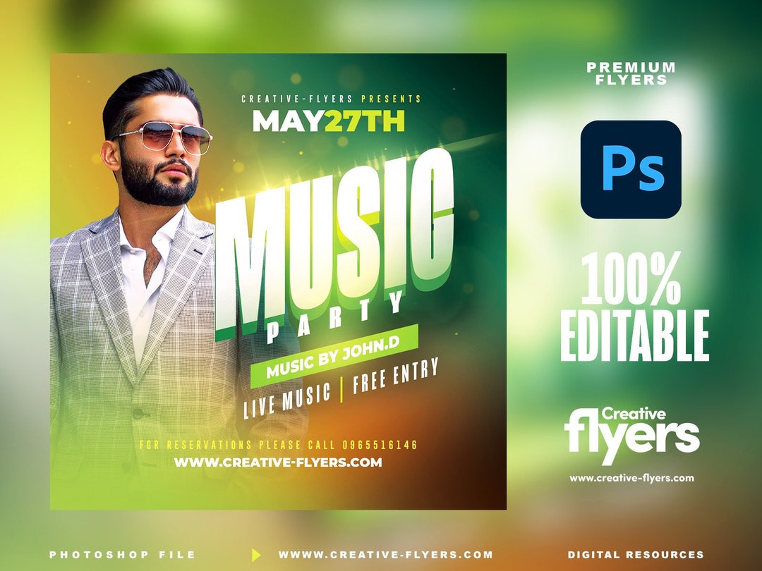 Photoshop Nightclub Flyer Template: Music Party, DJ Event (PSD) - Etsy