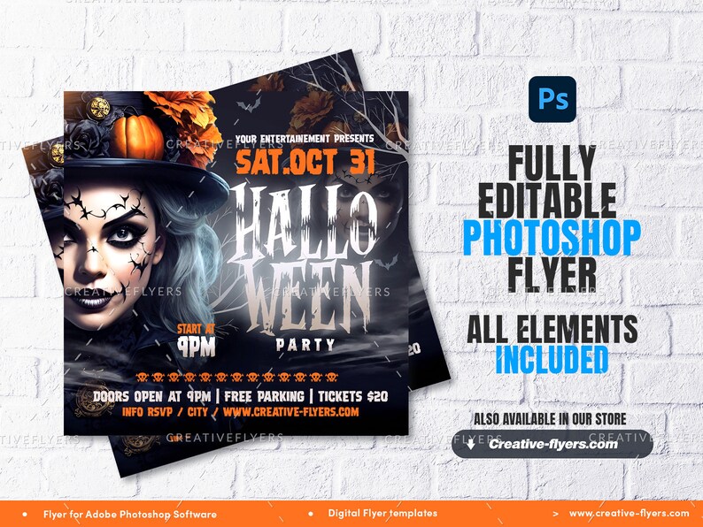 Halloween Party Flyer, October Party Flyer, Phiotoshop Flyer, Witch ...