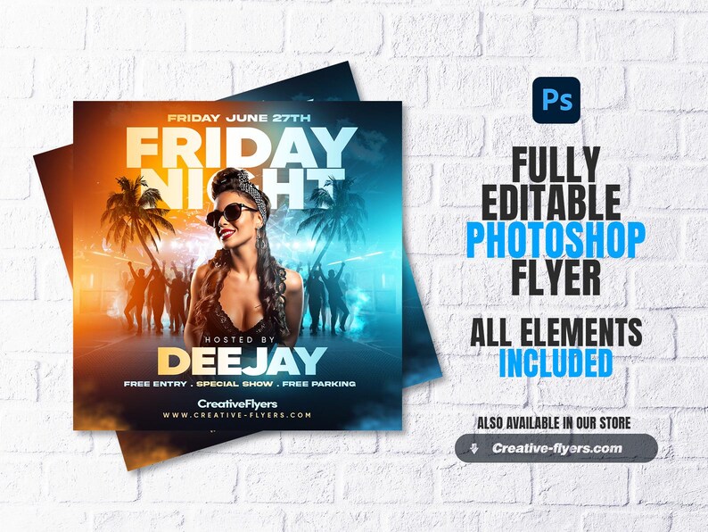 Nightclub Flyer Design | 4x4 Photoshop Template | Editable Flyer ...