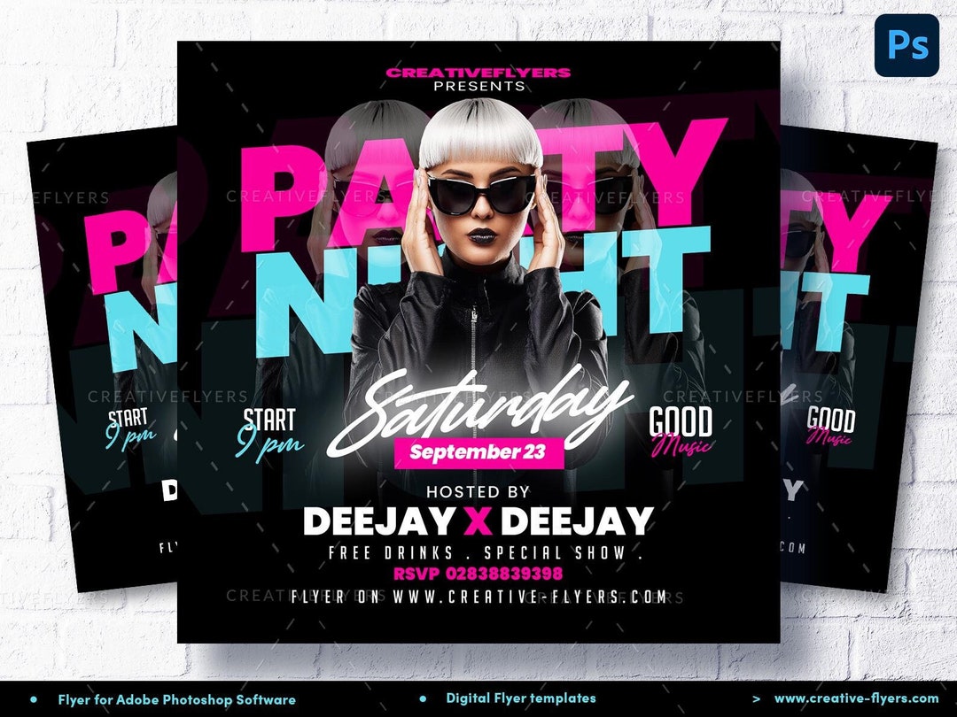 Club Party Flyer Design: 4x4 Photoshop Template (digital Download) - Etsy