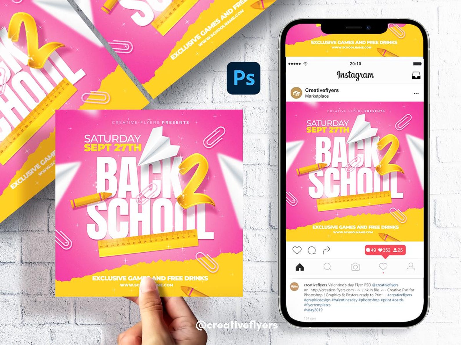 Back to School Flyer Template: 4x4 Photoshop Graphic (PSD File) - Etsy