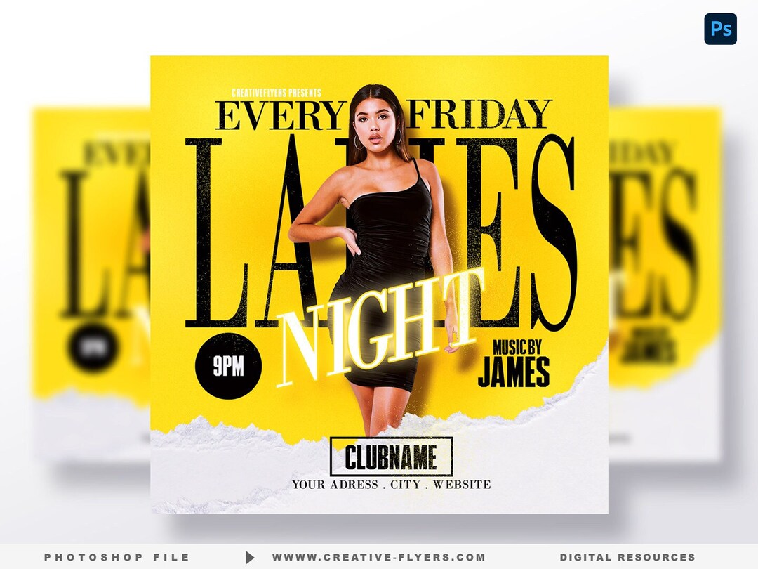 Photoshop Flyer, Nightclub Flyer Design | Ladies Night Party Flyer ...
