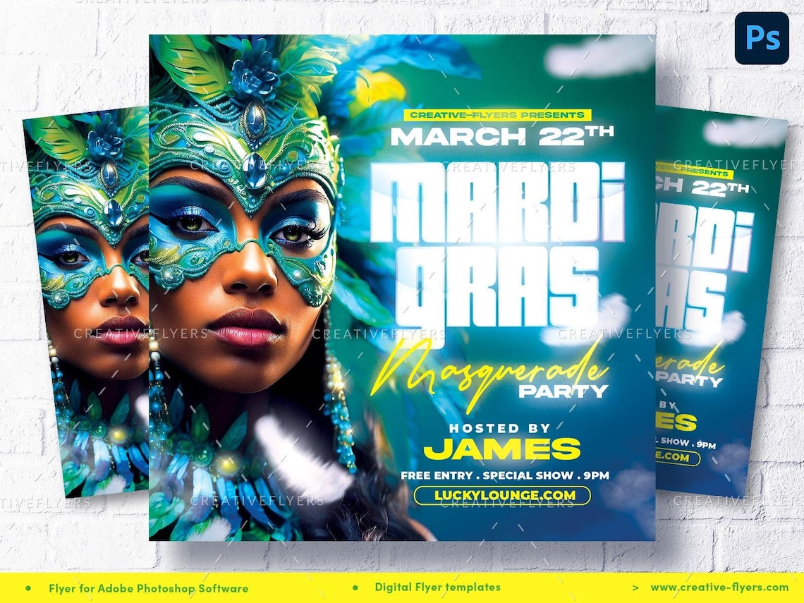 Caribbean Carnival Flyer Design: 4x4 Photoshop Template (PSD File ...