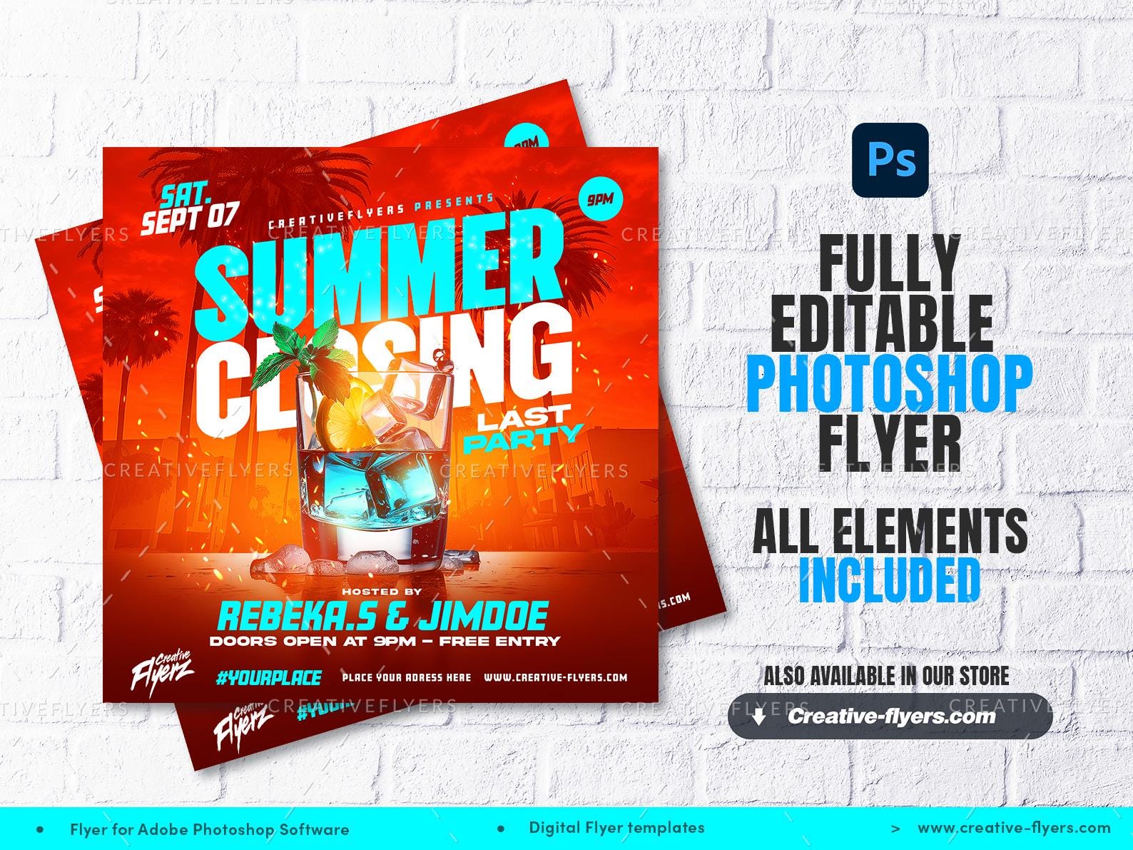 Summer Closing Flyer | 4x4 Photoshop Design| Editable Flyer | Instant ...