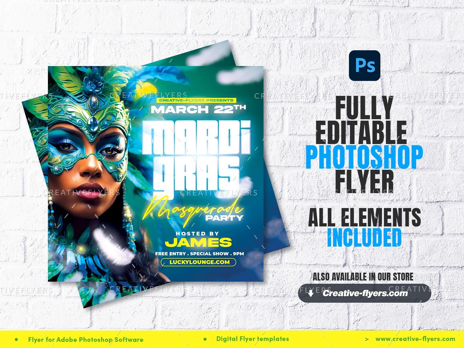 Caribbean Carnival Flyer Design: 4x4 Photoshop Template (PSD File ...