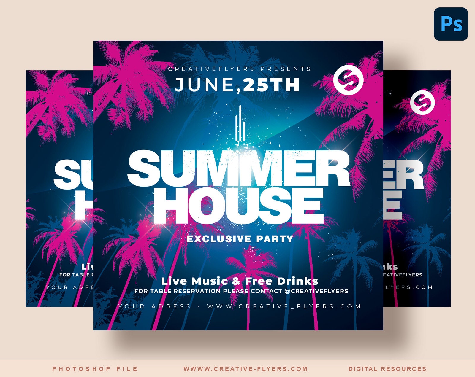 Summer Party Flyer Template 4x4 Postcard Photoshop Editable | Etsy