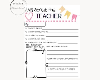 Teacher Gift, Teacher Appreciation Week Printable, Teacher Survey ...