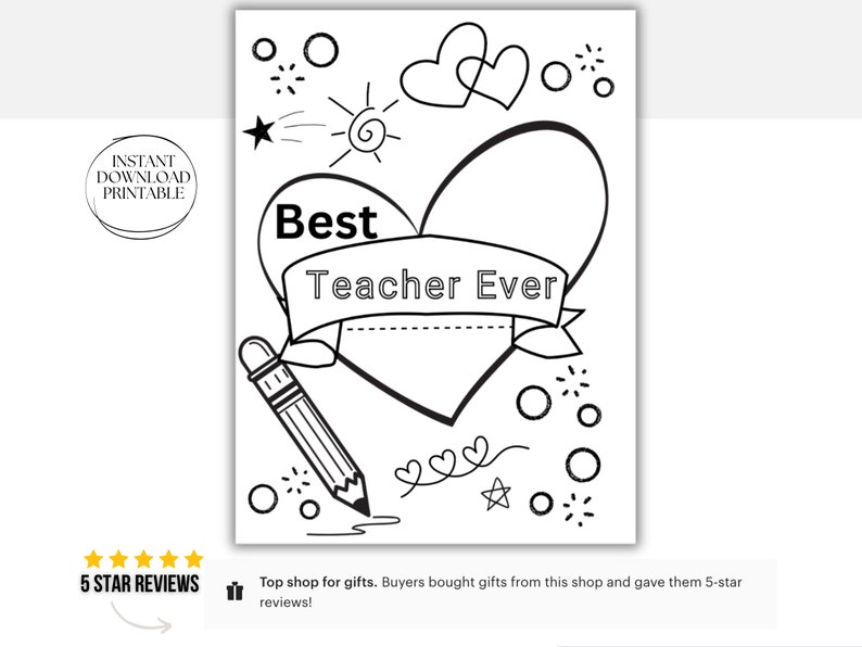 Best Teacher Coloring Page Instant Download Teacher Appreciation ...