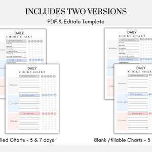 Kids Daily School Checklist Schedule Printable, Editable Chore Chart ...