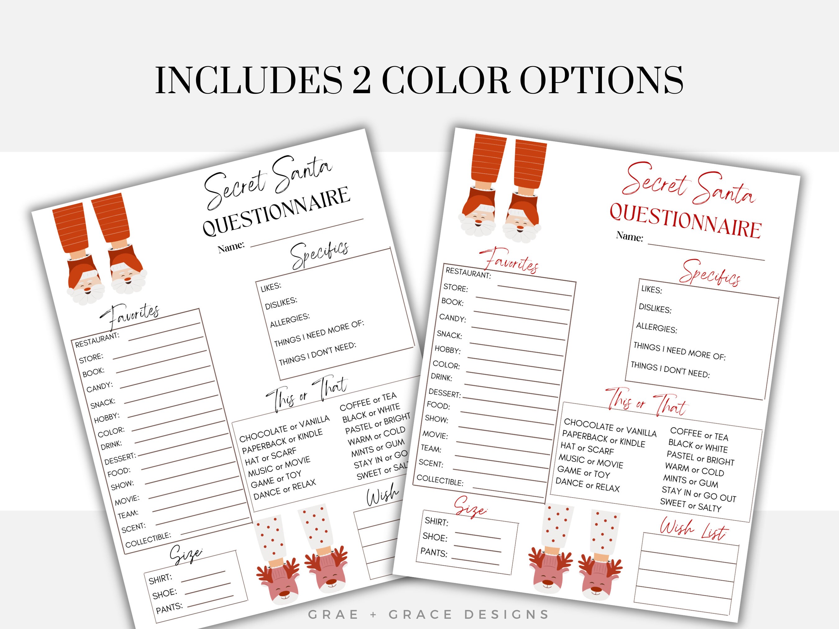 Kids Secret Holiday Gift Exchange Questionnaire Printable PDF for Kids ...