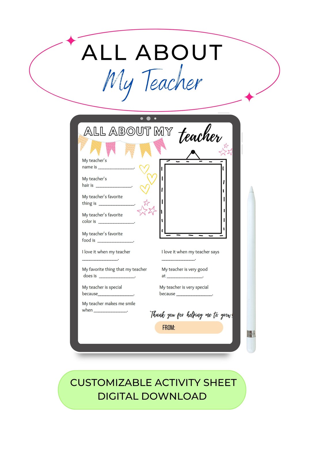 Teacher Appreciation Week Printable Gift for Teachers - Instant ...