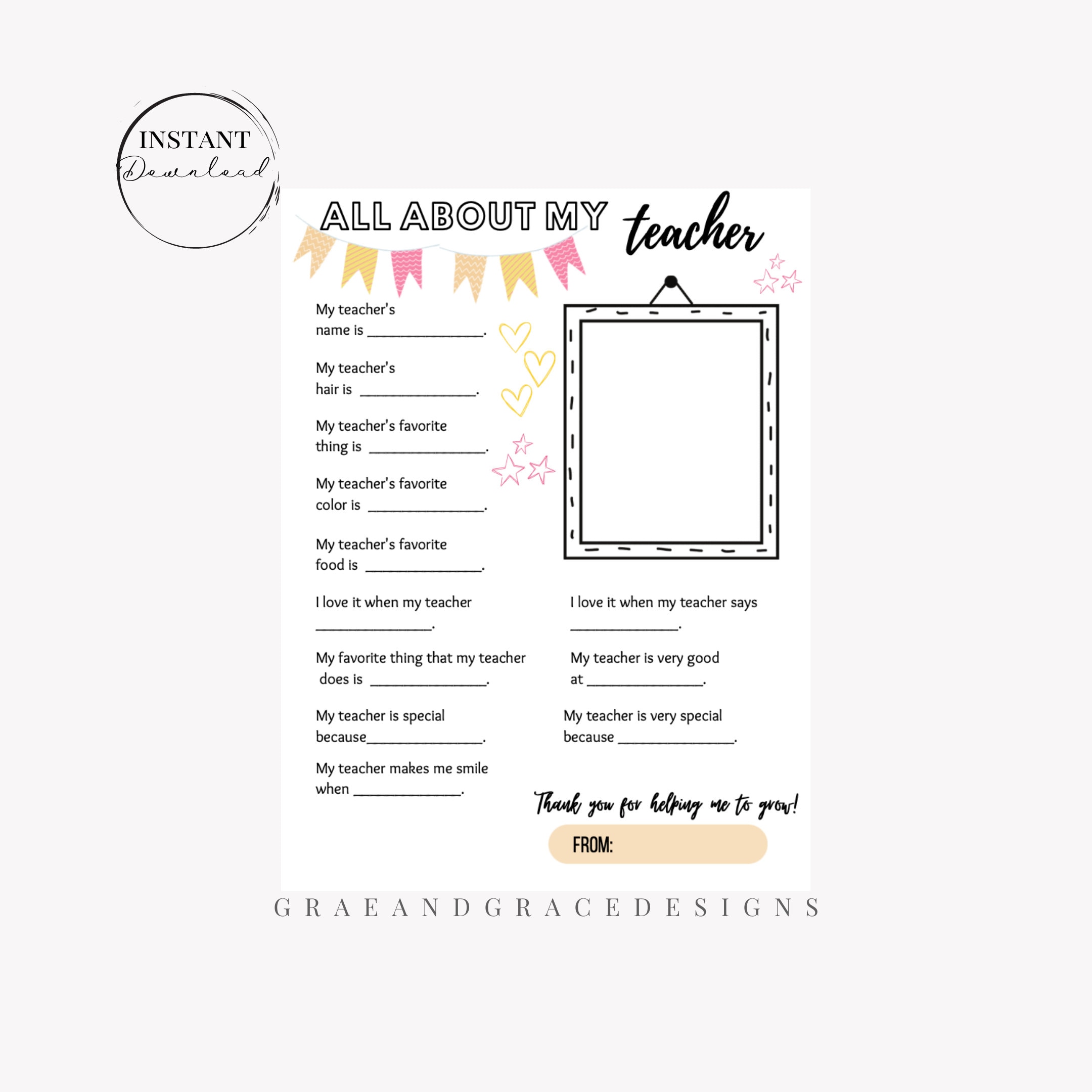 Teacher Appreciation Week Printable Gift for Teachers - Instant ...