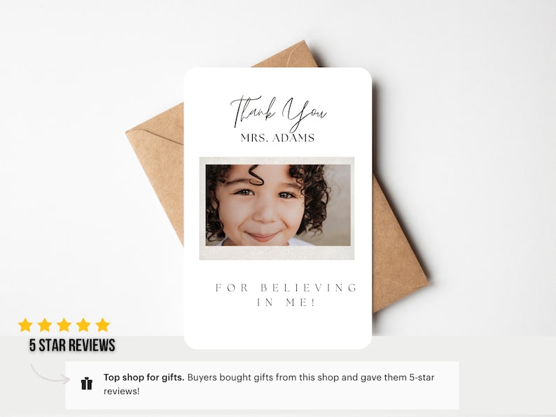 Personalized Teacher Appreciation Photo Card Editable Template Teacher ...