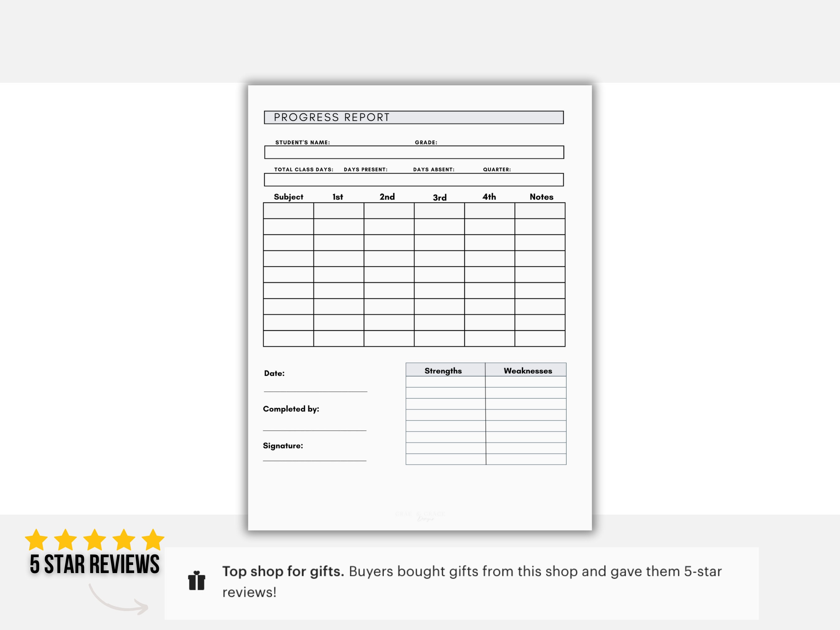 Homeschool Report Card Progress Report Template Editable Transcript ...
