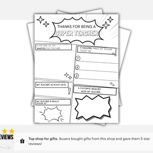 Superhero Teacher Appreciation Printable All About My Teacher, Coloring ...