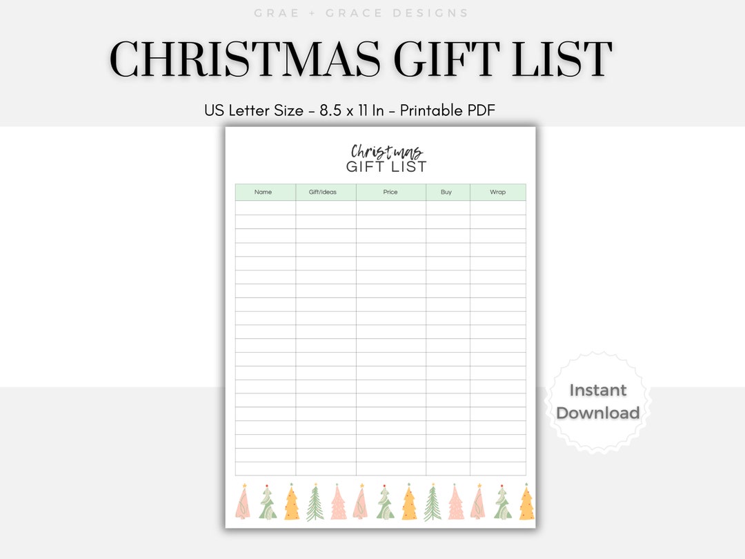 Christmas Gift List Editable Fillable Printable PDF Christmas Planner ...