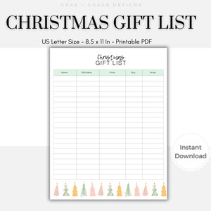 Christmas Gift List Editable Fillable Printable PDF Christmas Planner ...