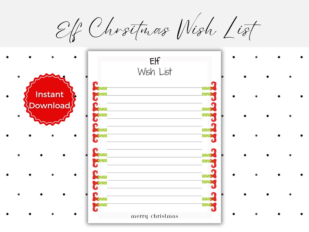 Christmas Wish List From Elf on the Shelf Printable Instant Download ...