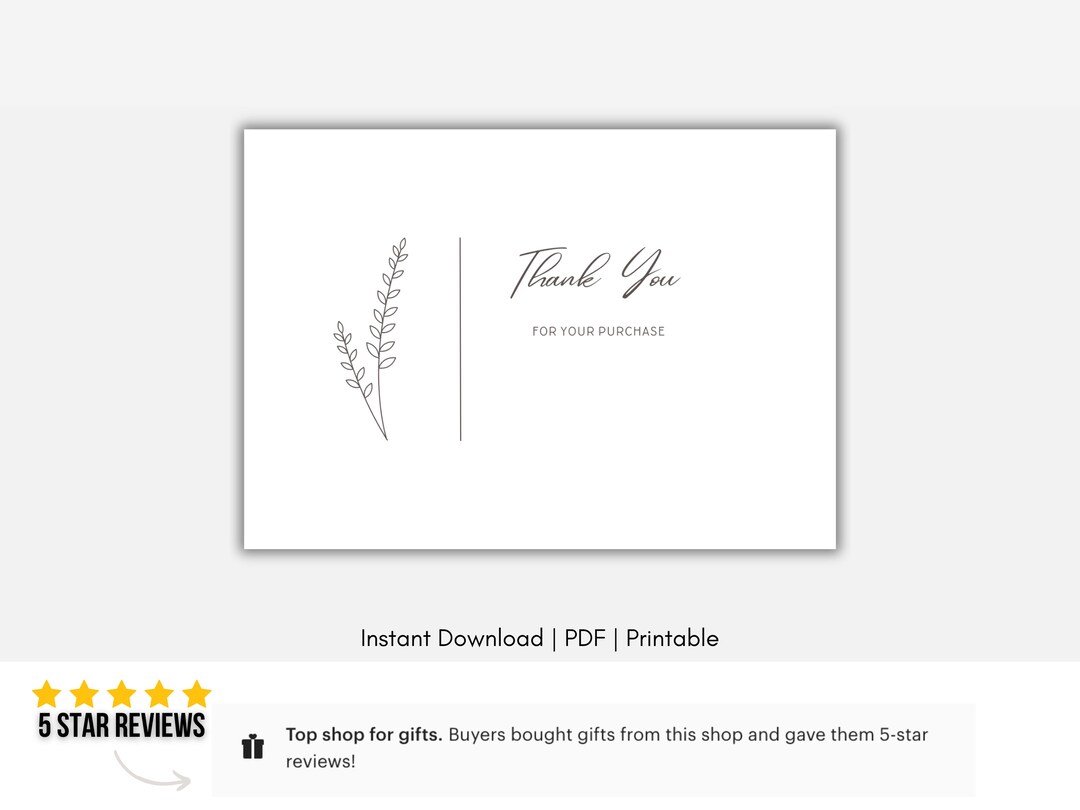 Printable Thank You Card | Printable Card Digital Download Instant ...