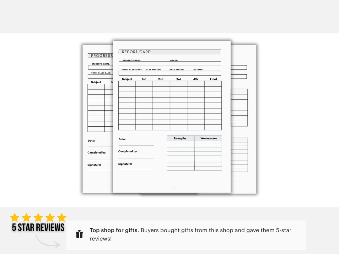 Homeschool Report Card Progress Report Template Editable Transcript ...