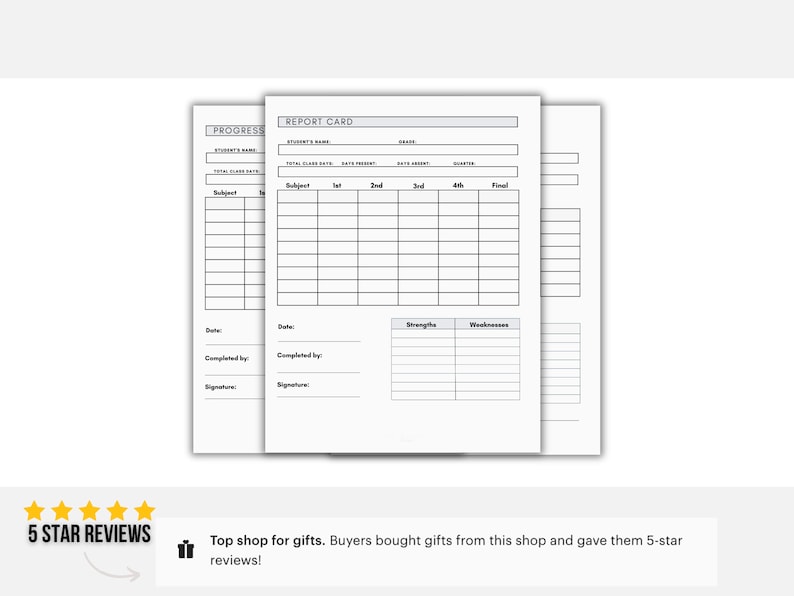 Homeschool Report Card Progress Report Template Editable Transcript ...