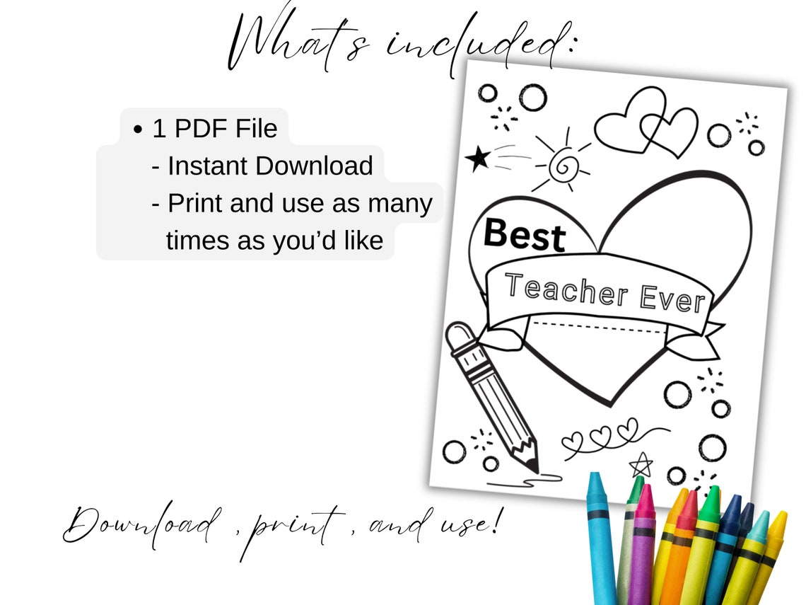 Best Teacher Coloring Page Instant Download Teacher Appreciation ...