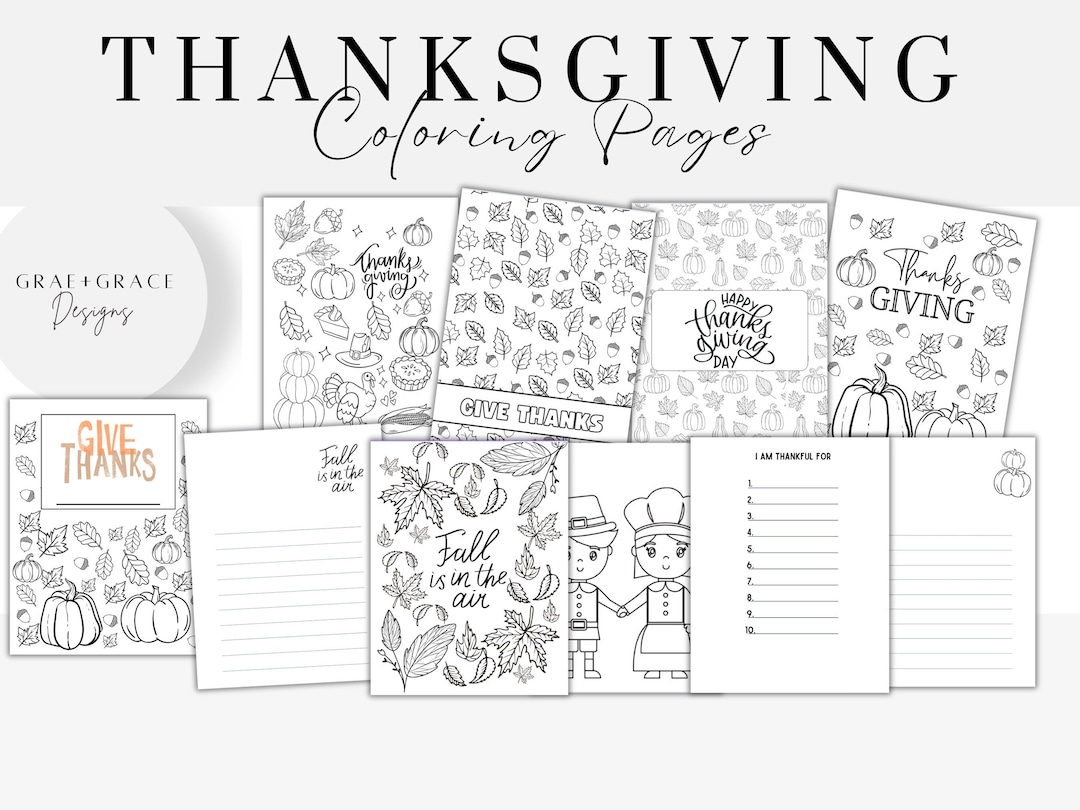 Thanksgiving Coloring Sheets Bundle Fall Printable Kids - Etsy