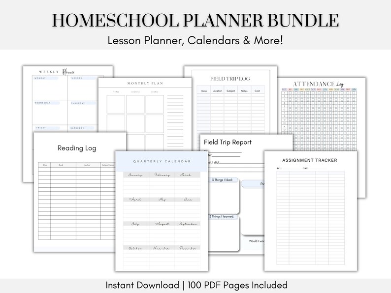 Homeschool Planner Printable 100 Pages Instant Download Homeschool ...