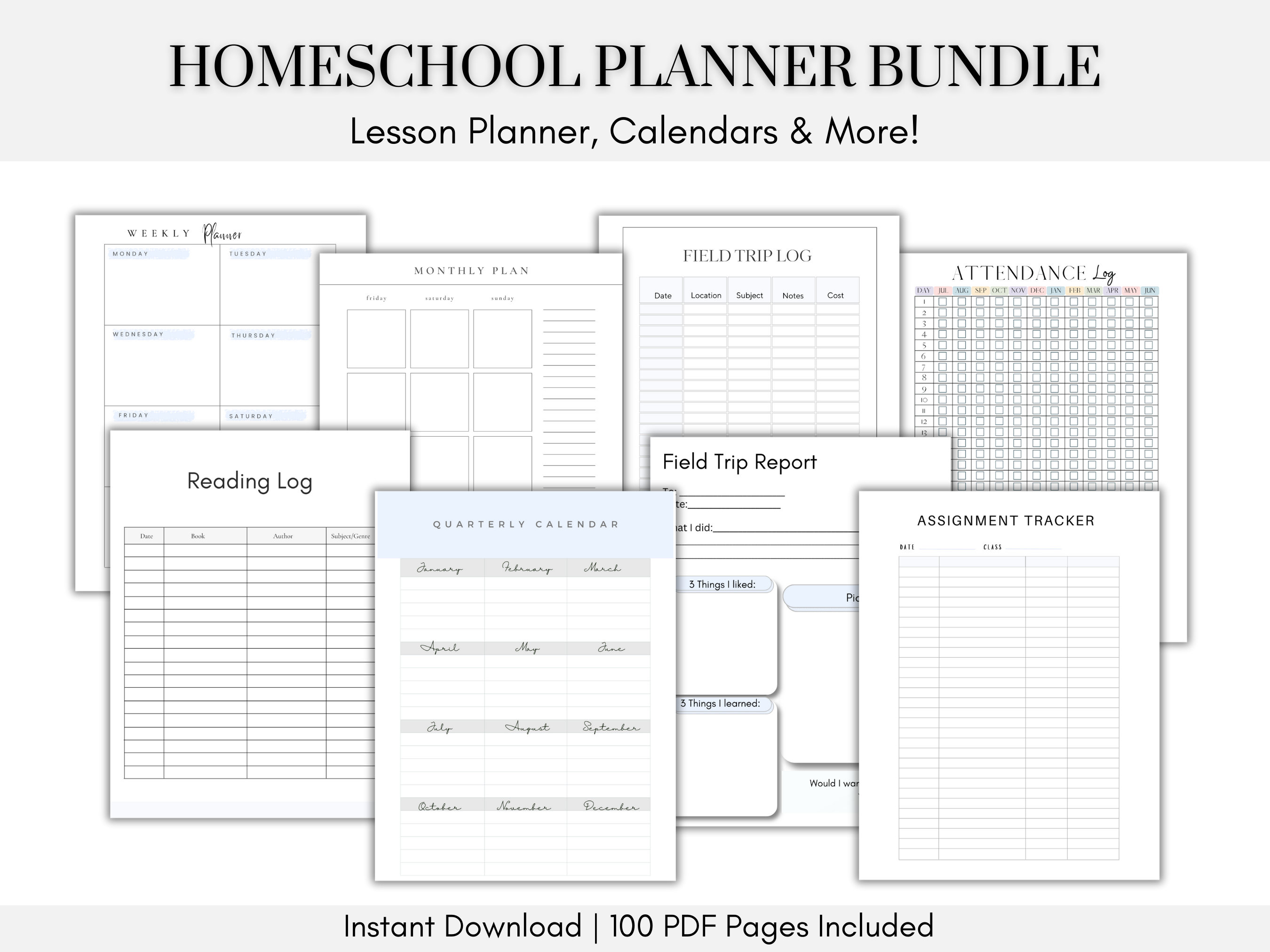 Homeschool Planner Printable 100 Pages Instant Download Homeschool ...