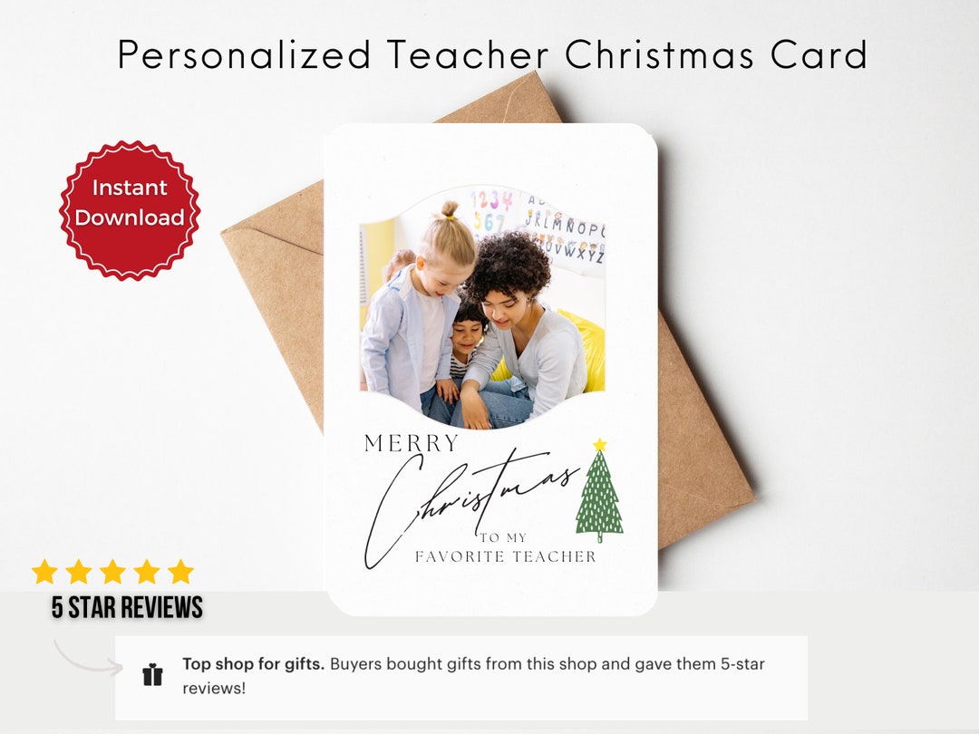 Personalized Christmas Card for Teachers Photo Christmas Card Editable ...