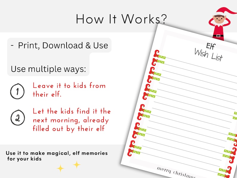 Elf Christmas Wish List Printable Elf on the Shelf Ideas Instant ...
