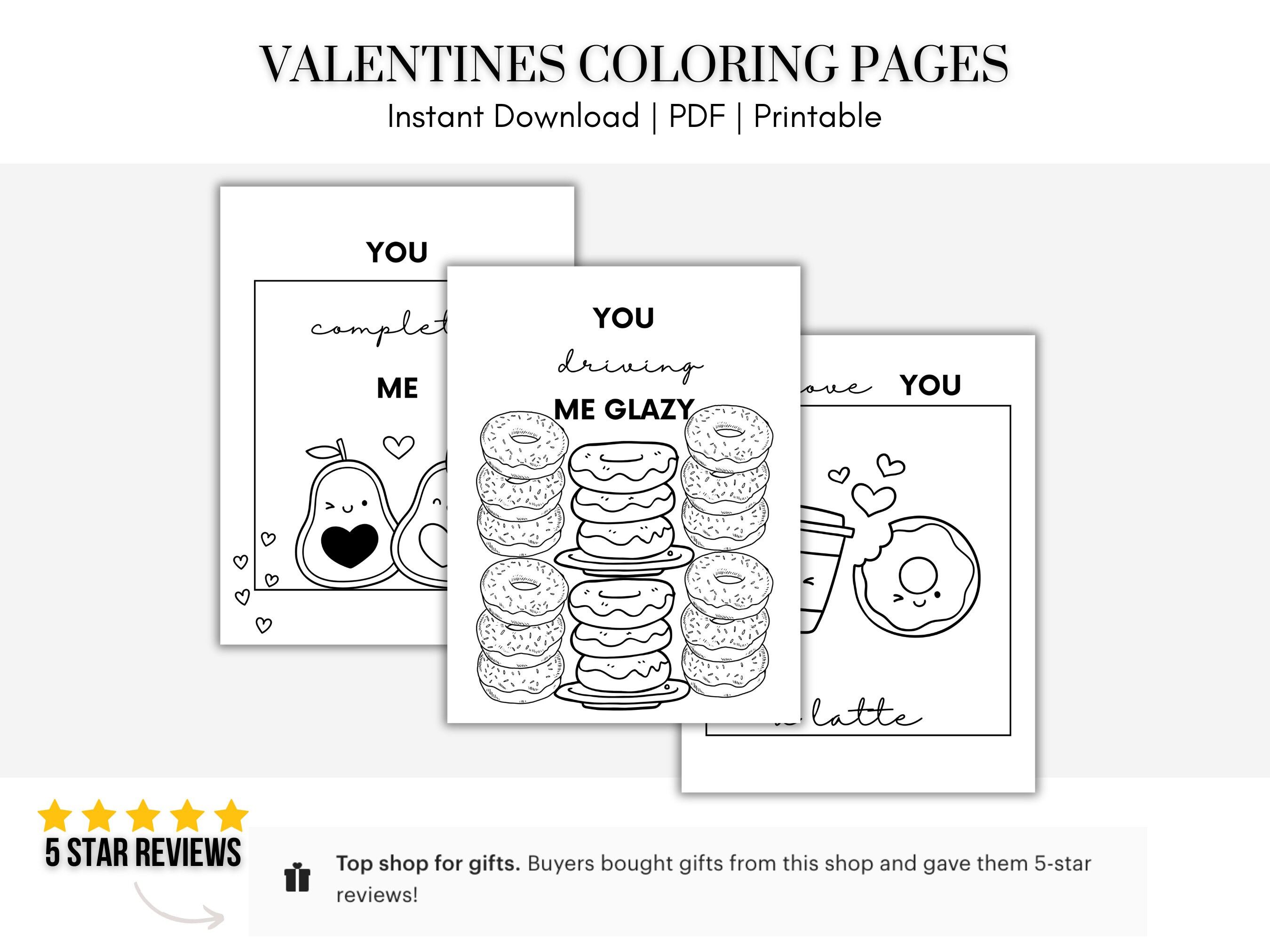 Valentines Coloring Printable Valentine's Day Coloring Pages Valentine ...
