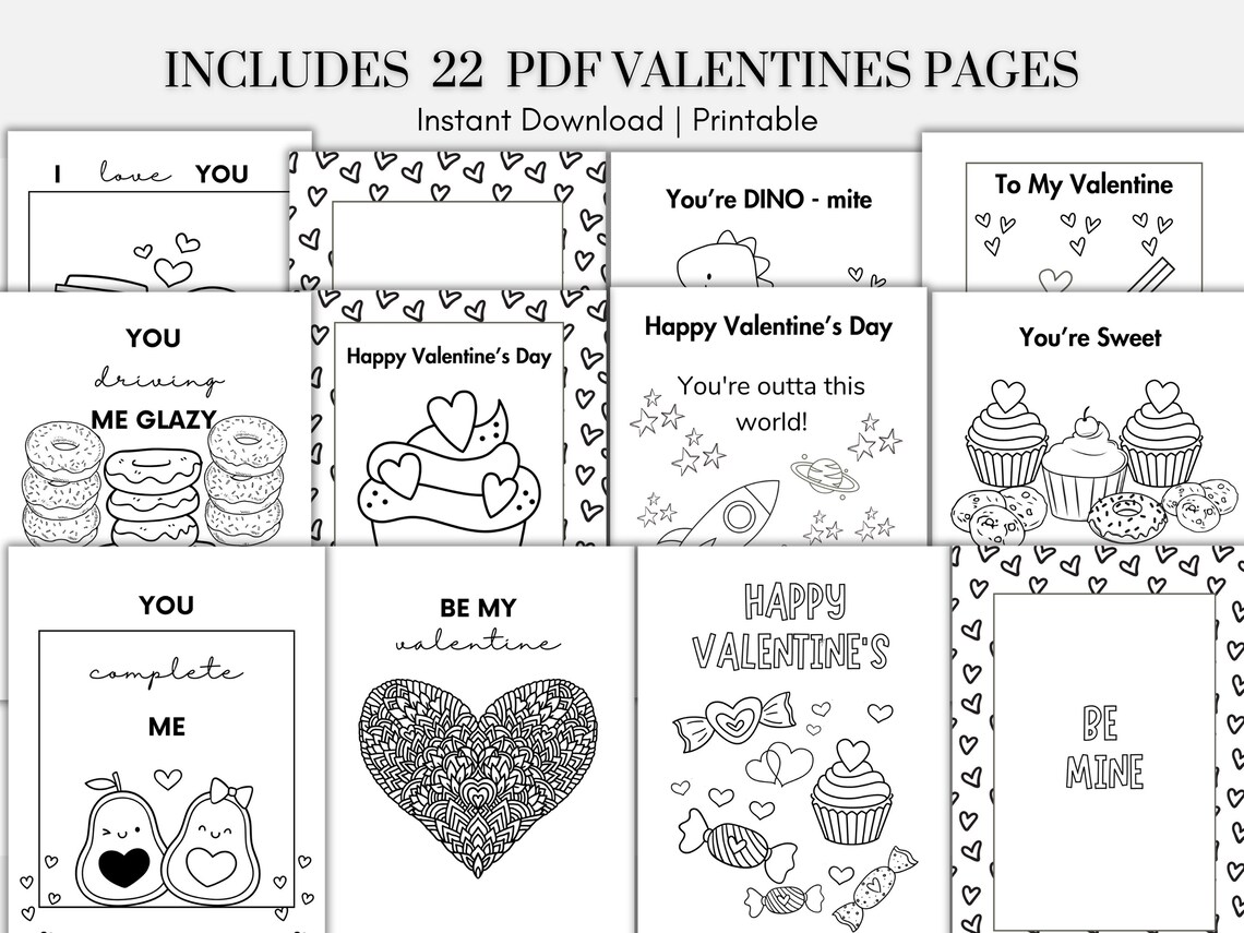 Valentines Coloring Printable Valentine's Day Coloring Pages Valentine ...