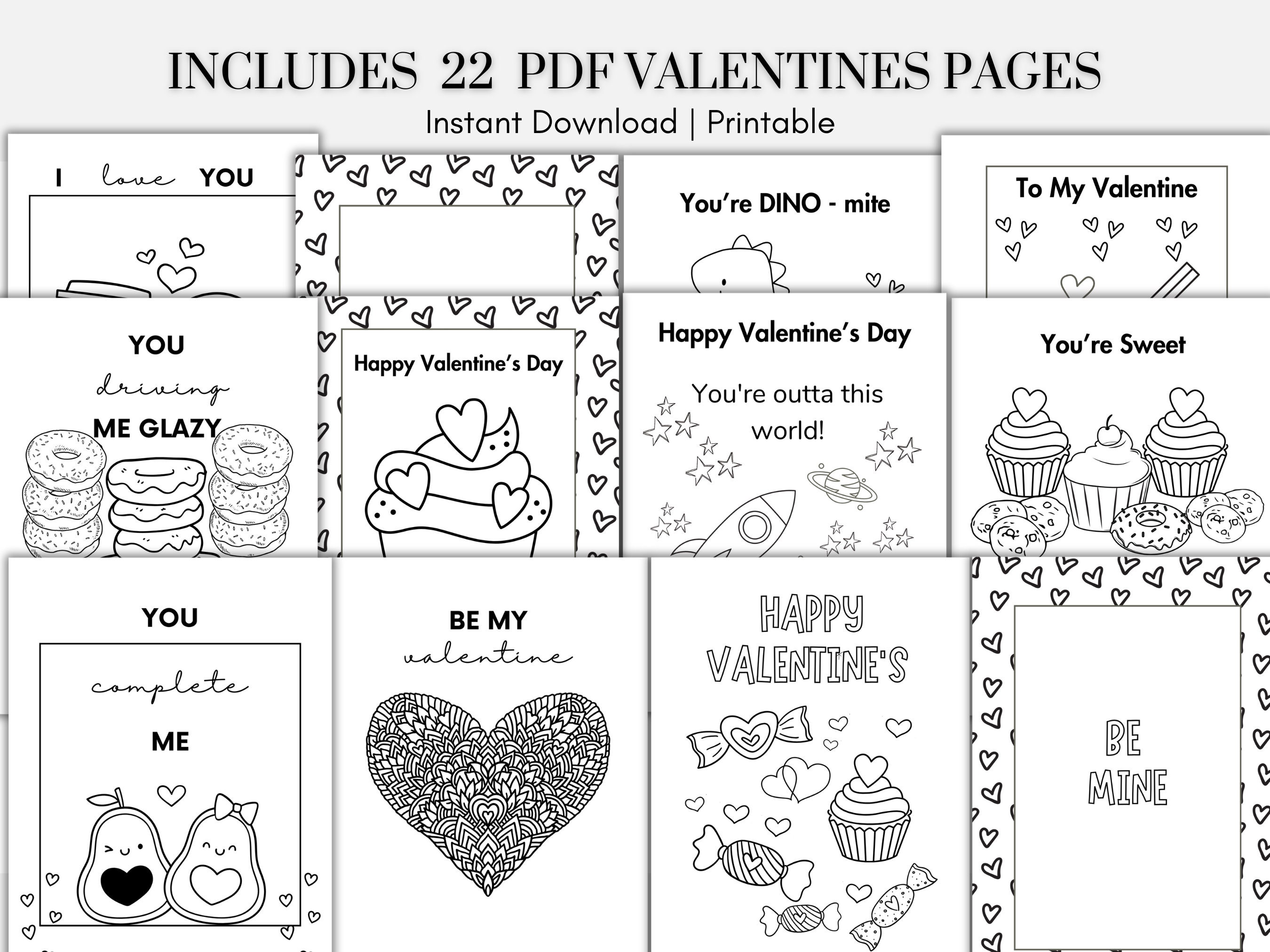 Valentines Coloring Printable Valentine's Day Coloring Pages Valentine ...