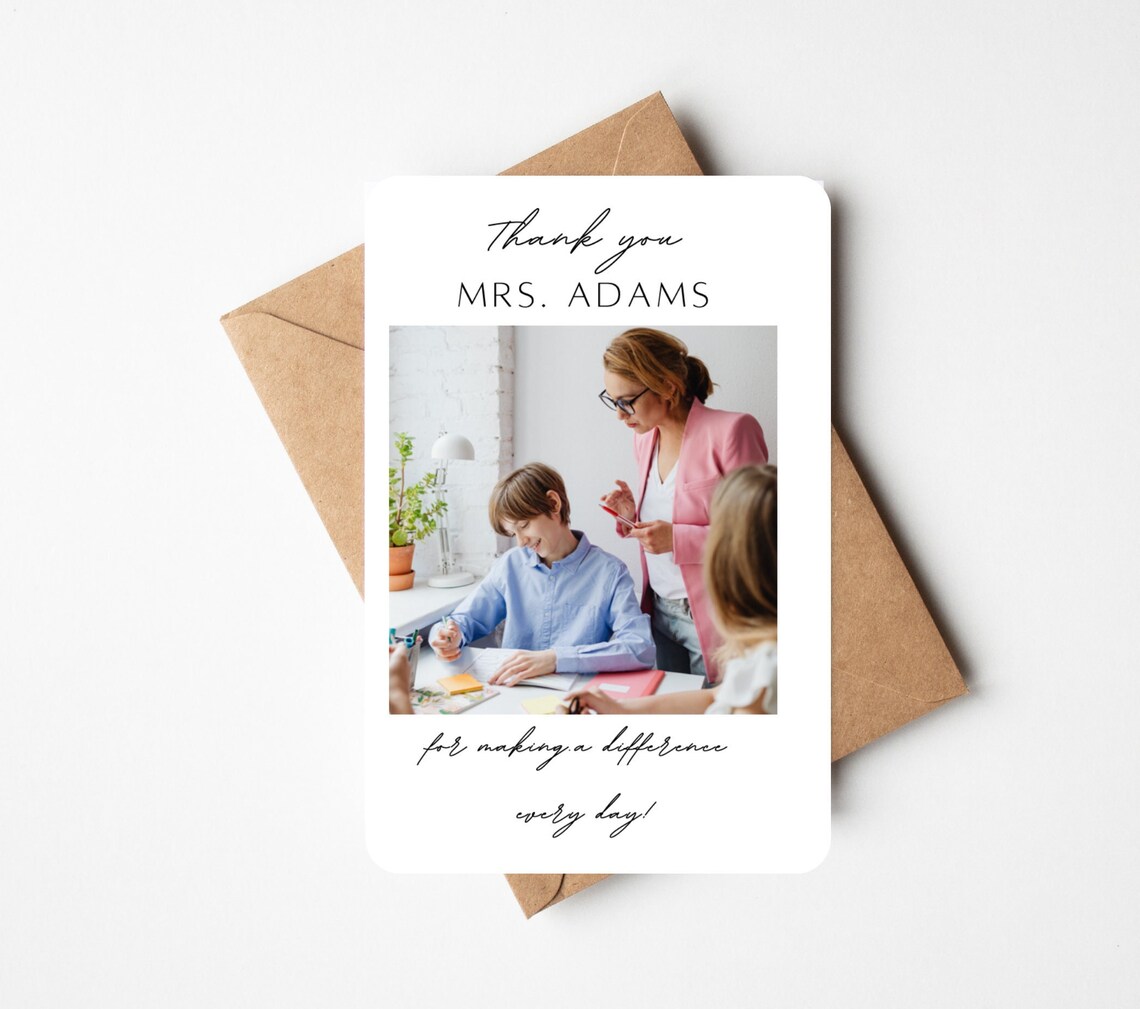 Personalized Teacher Appreciation Photo Card Editable - Etsy