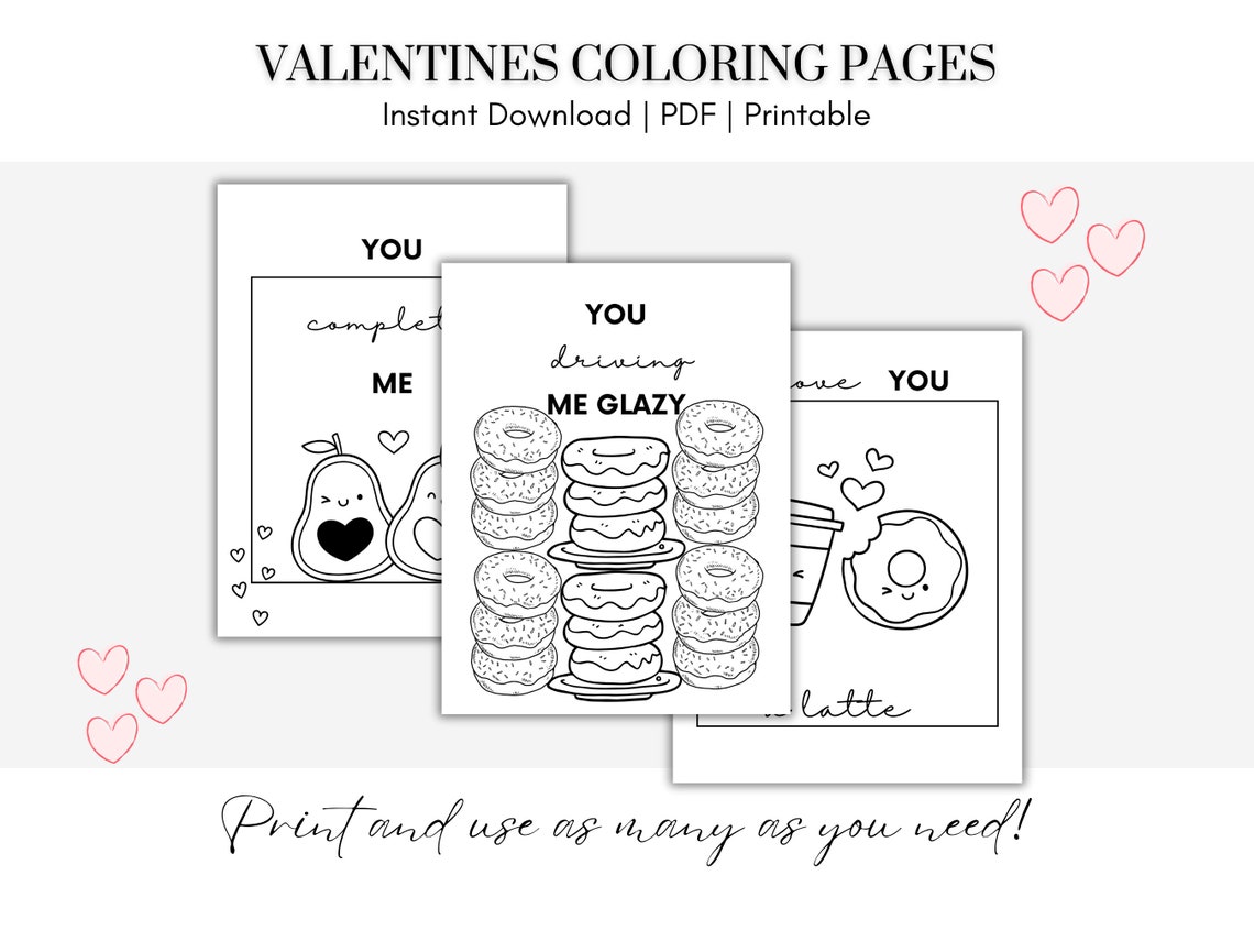 Valentines Coloring Printable Valentine's Day Coloring Pages Valentine ...