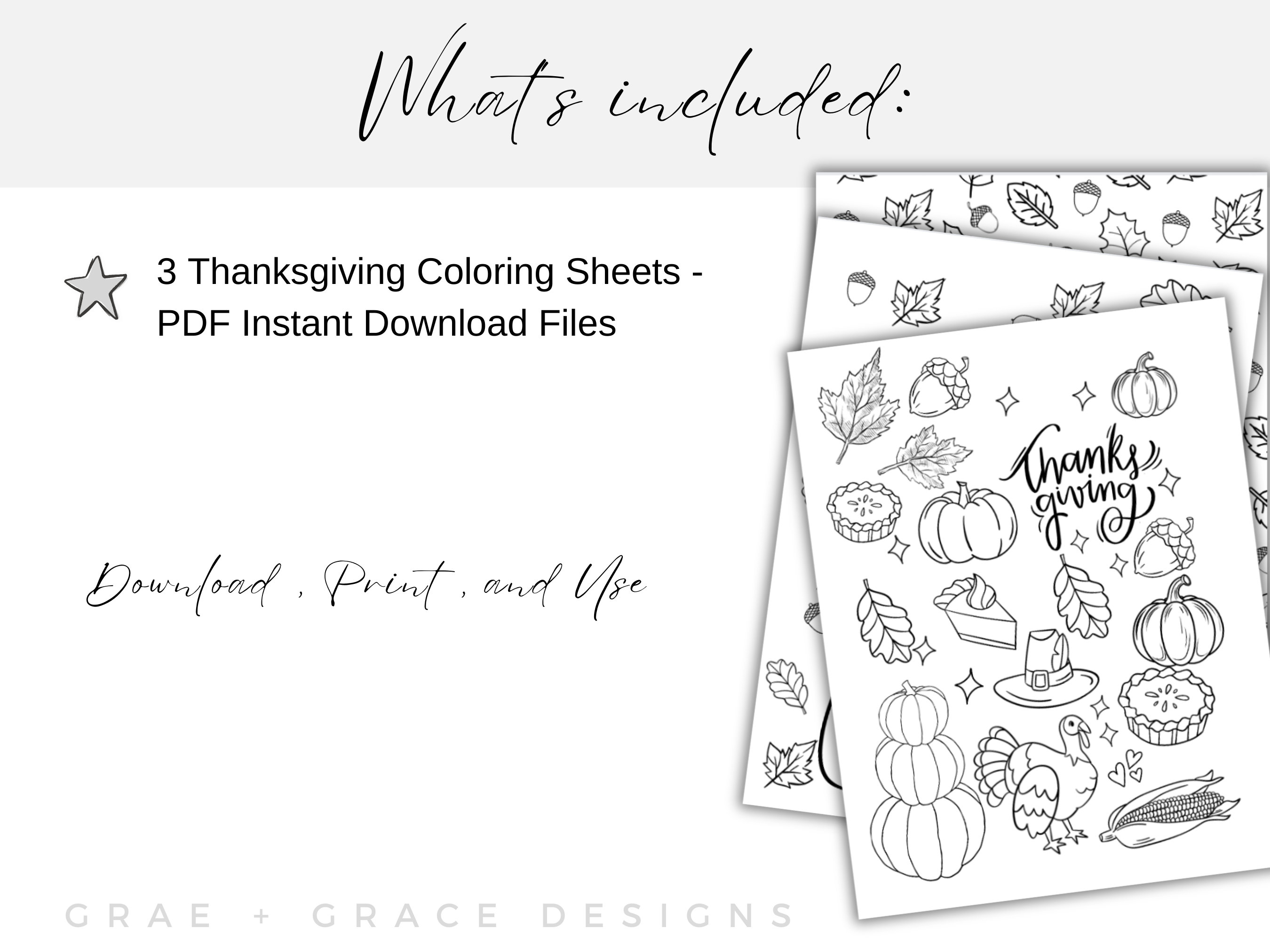 Hojas para colorear de Acción de Gracias Otoño Imprimible para niños ...