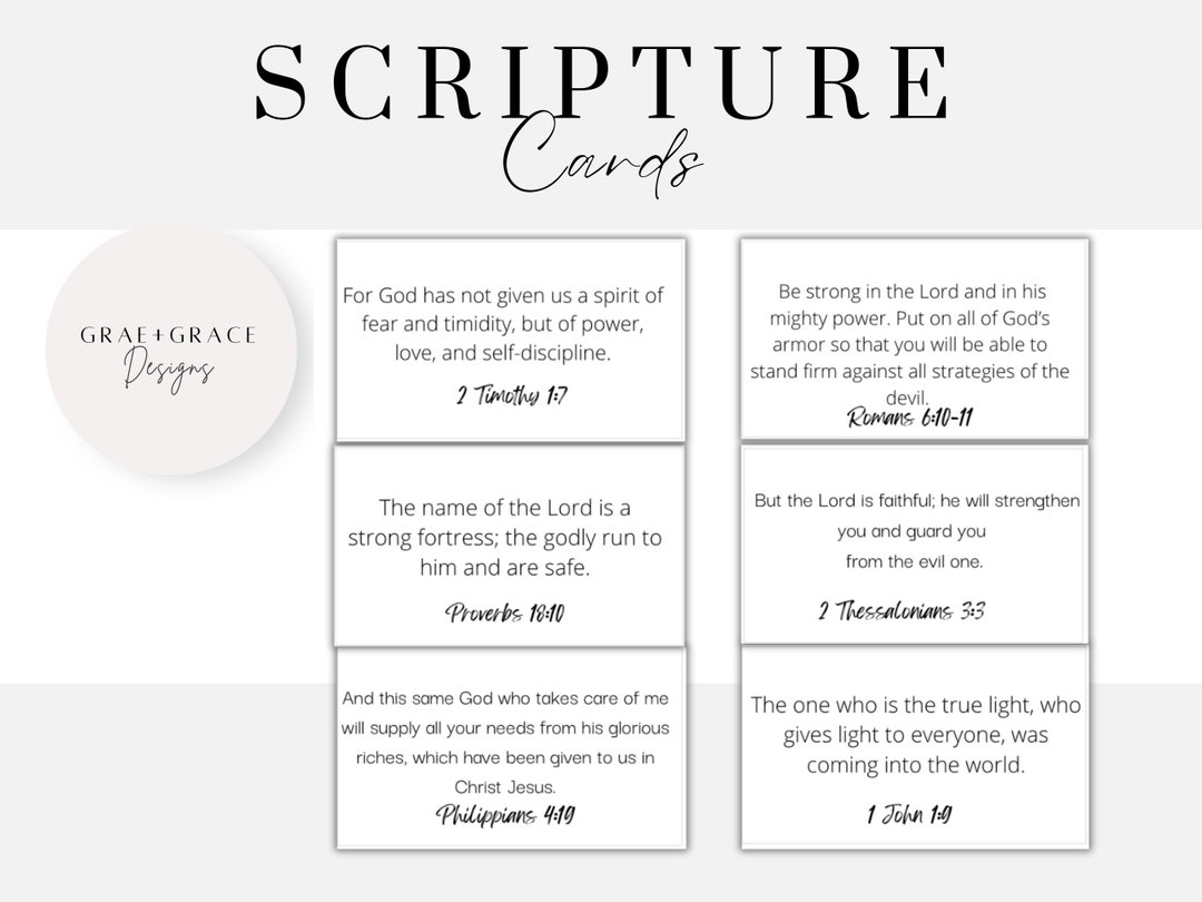 64 Printable Scripture Cards Bible Verse Cards Christian Stationery ...