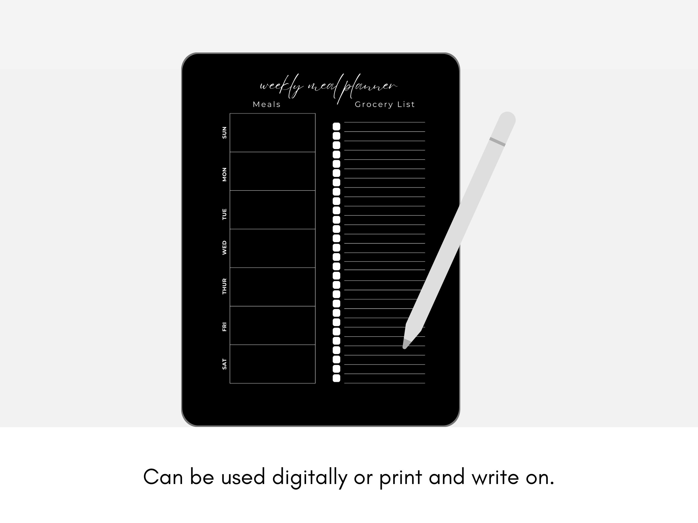 Meal Plan Printable Week Meal Plan Menu Plan Printable Home School Meal Planner Grocery List