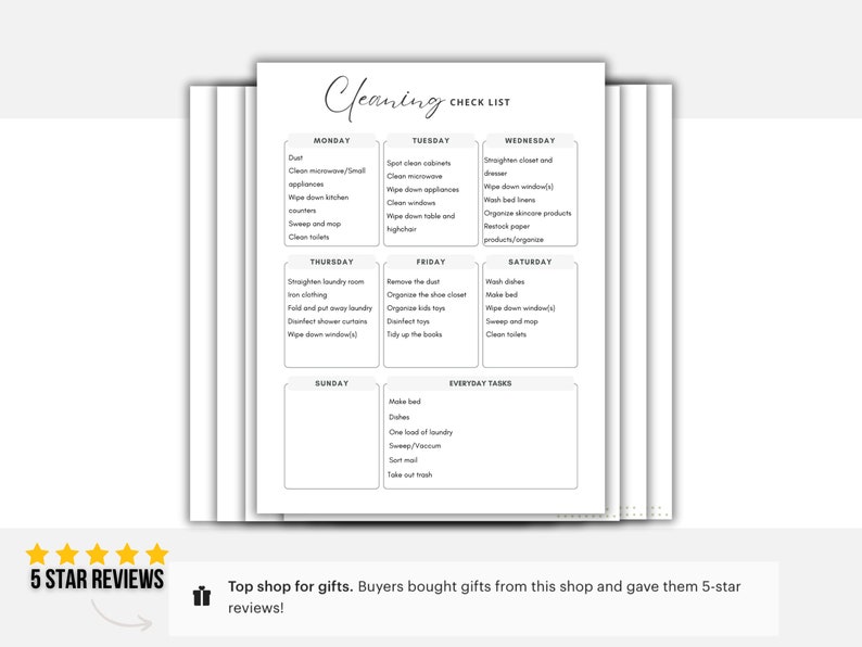 Editable Cleaning Schedule Printable Weekly, Monthly, Yearly Cleaning ...
