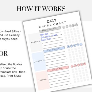 Kids Daily School Checklist Schedule Printable, Editable Chore Chart ...