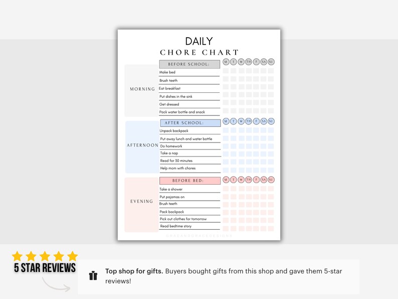 Kids Daily School Checklist Schedule Printable, Editable Chore Chart ...