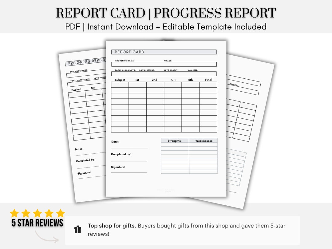 Report Card and Progress Report Template Transcript Template Fillable ...