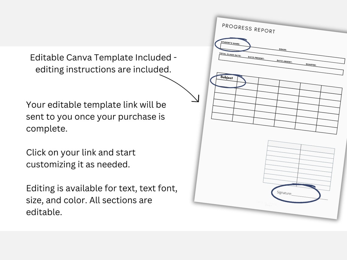 Customizable Report Card and Progress Report Template Transcript ...